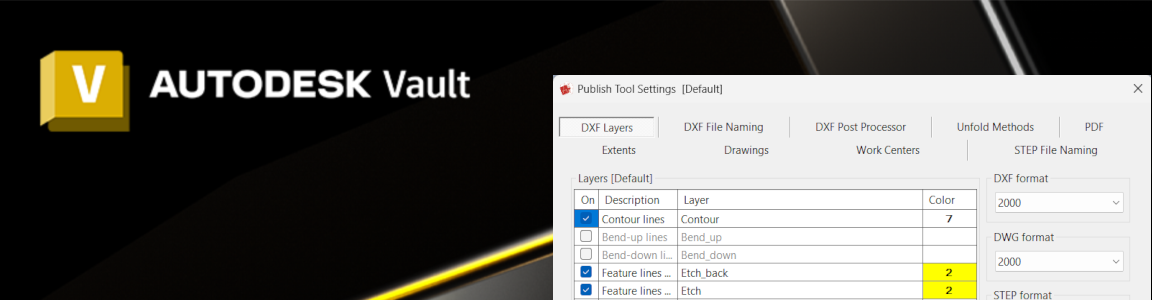 Autodesk Vault and Publish Tool settings - MatProp